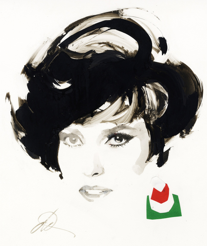 David Downton Paints Gina Lollobrigida: Sketchbook - Air Mail