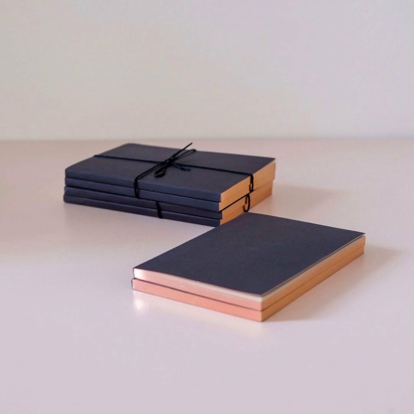 Wms&Co.'s Little Black Notebooks with Rose Gold Edging (Set of 2) at ...