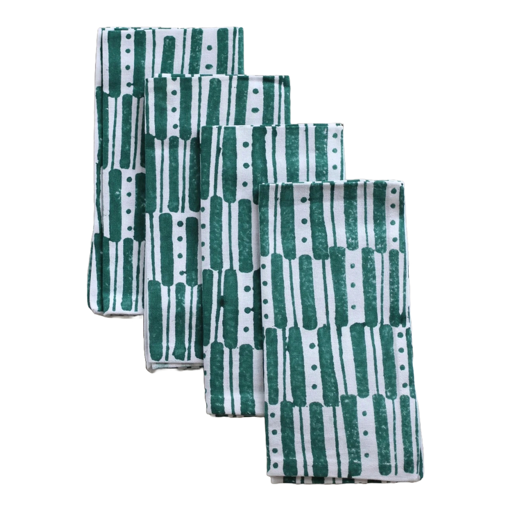 Mended Midnight Green Riley Lines Dinner Napkins (Set of 4) at Air Supply