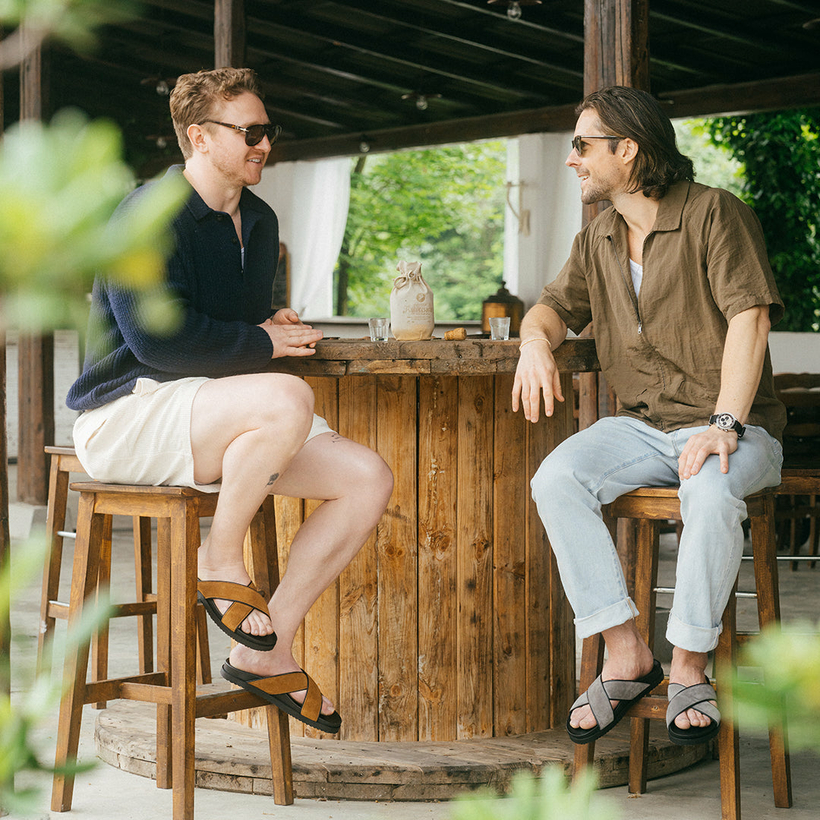 Del Toro's Tan Crossover Sandal at Air Supply